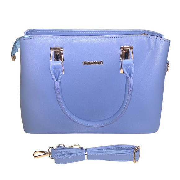 minmin | Bags | Leather Sky Blue Handbag Tote Shoulder Bag Crossbody ...